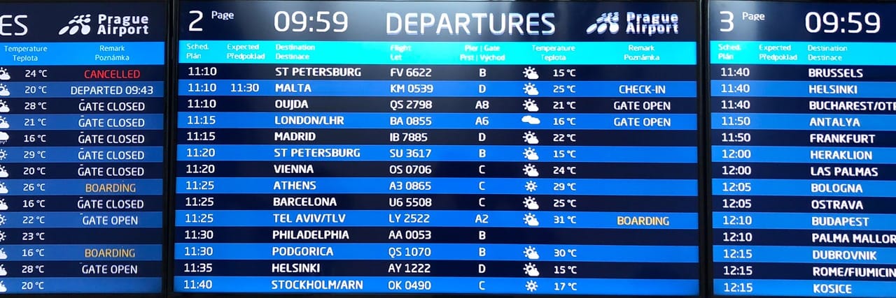 Flight Information to Display on an Airport Screen